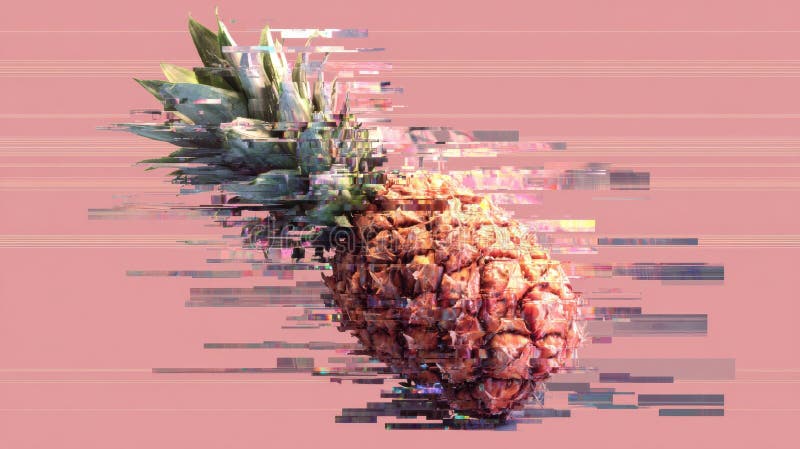 Low Poly Pineapple with Glitch Overlay Blending Technology and Food in ...