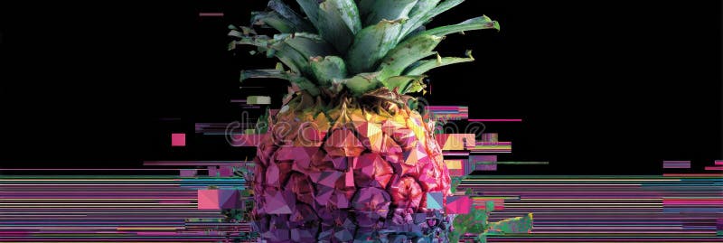 Low-poly Pineapple with Glitch Overlay Blends Technology and Food in a ...
