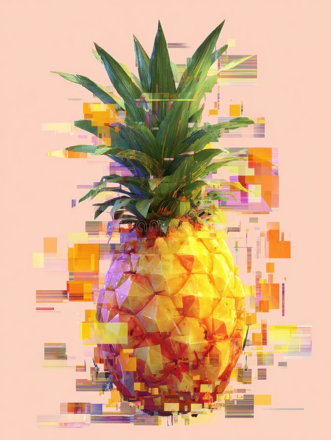 Low-poly Pineapple with Glitch Overlay Showcasing the Fusion of ...