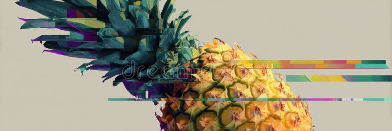 Low-poly Pineapple with Glitch Overlay Showcasing a Modern Tech-Food ...