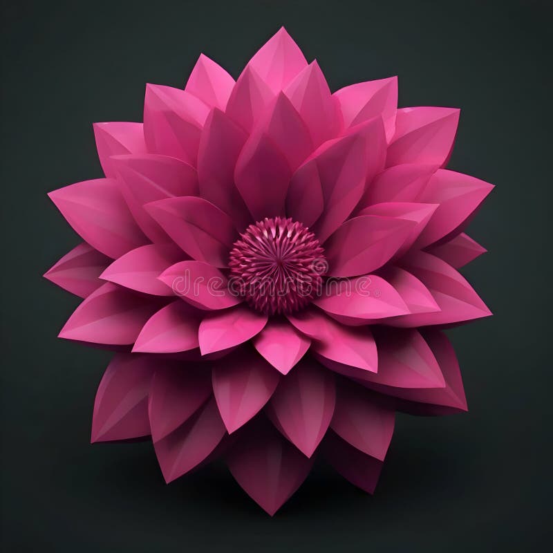 Low Poly Pink Flower. Abstract Design Element Isolated on Dark ...