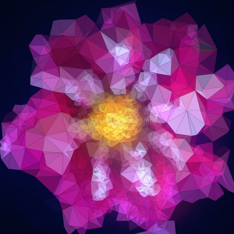Low Poly Pink Flower. Design Element Isolated on Dark Background. 3d ...