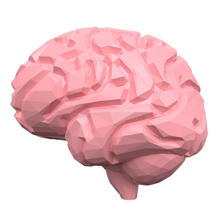 Low Poly Pink Human Brain. 3d Rendering Stock Illustration ...