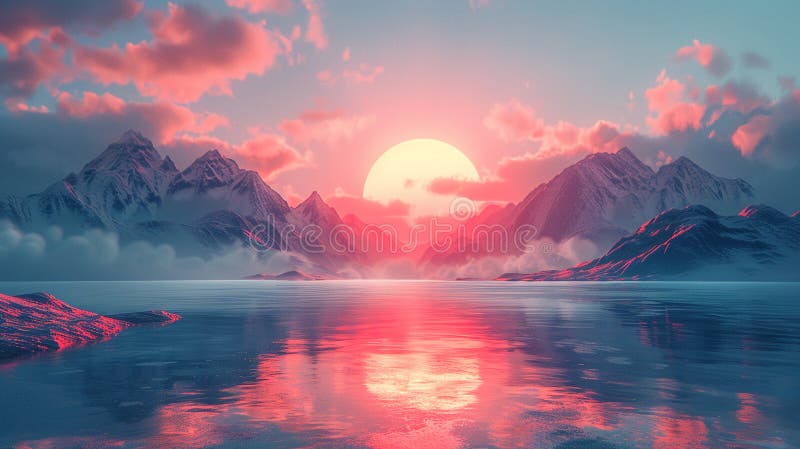 Low-Poly Pixelated Landscape for a VR World the Horizon Blurs into ...