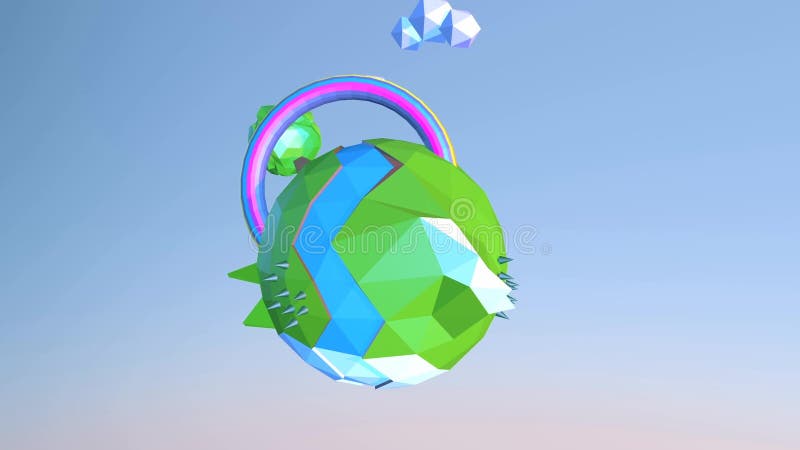 Video: Low poly planet, Video 3D animation of a low poly
