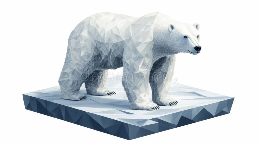 Low Poly Polar Bear on Ice Cube Stock Illustration - Illustration of ...