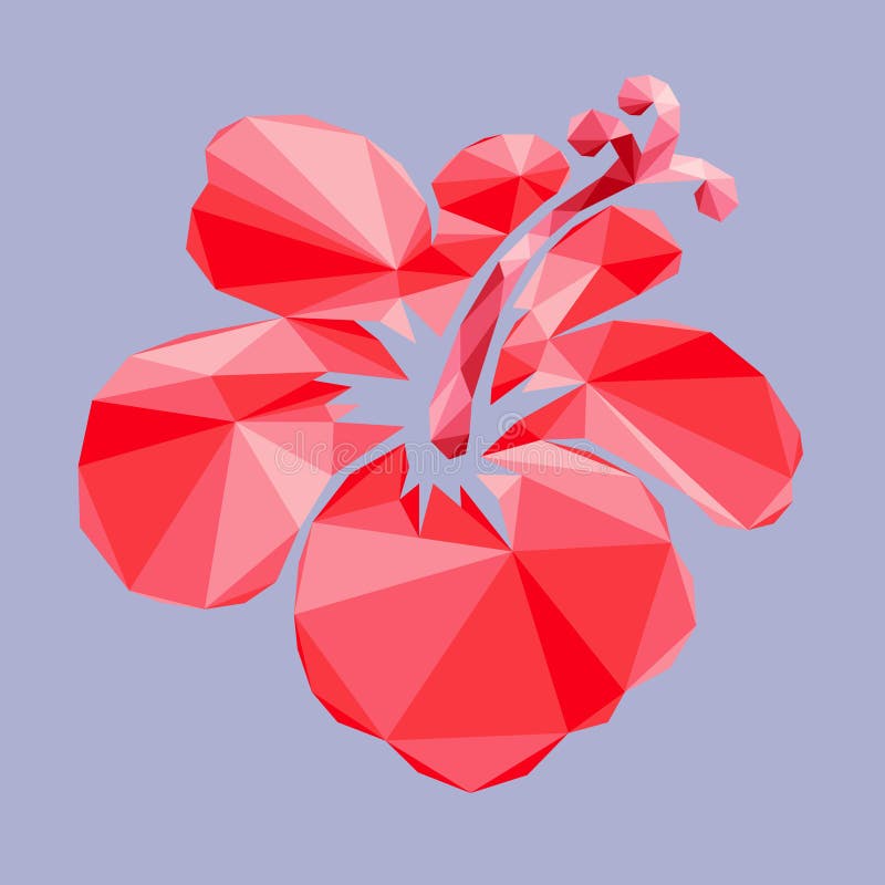 The Low Poly Polygon Red Flower Isolated, Design. Stock Vector ...