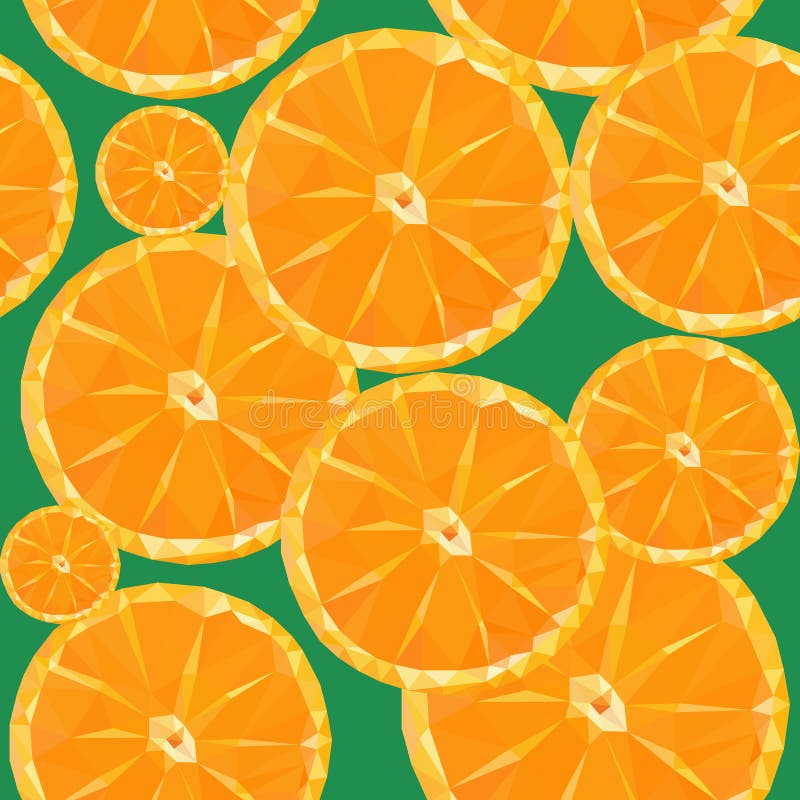 Low Poly Polygon Sliced Fruit Orange Seamless Texture Pattern Stock ...