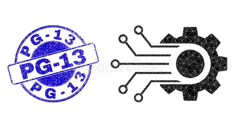 Rubber Pg-13 Round Stamp and Smart Gear Links Triangle Icon Stock ...