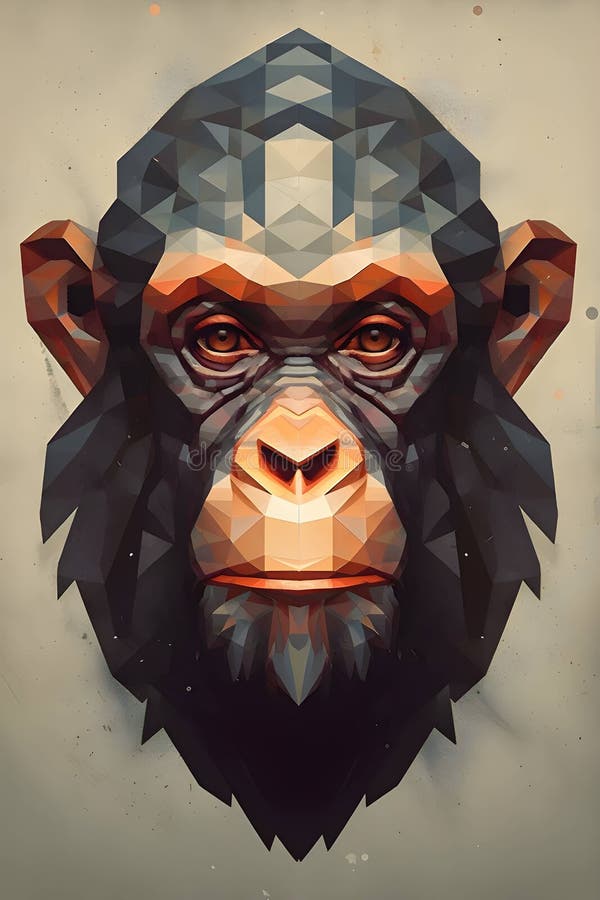 Low Poly Portrait of a Gorilla in Low Poly Style. Vector Illustration ...