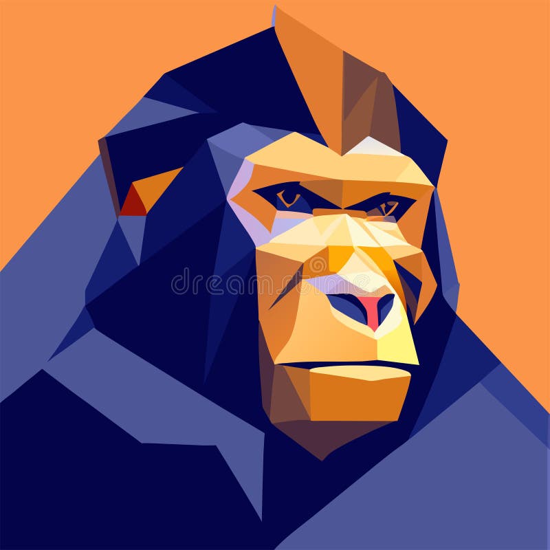 Low Poly Illustration of a Monkey. Vector Illustration of a Monkey ...