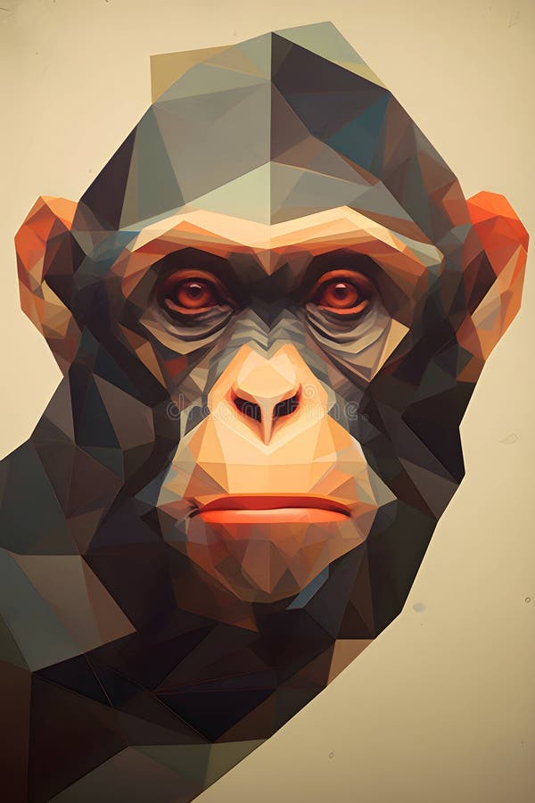 Low Poly Portrait of a Monkey in Low Poly Style. Vector Illustration ...