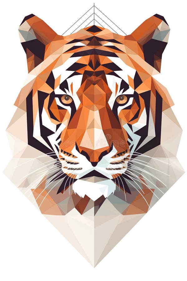 Low Poly Portrait of a Tiger on a White Background. Vector Illustration ...