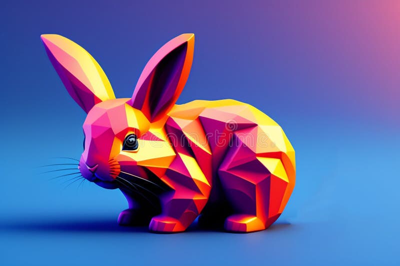 Low Poly Rabbit in Pastel Colors Stock Illustration - Illustration of ...