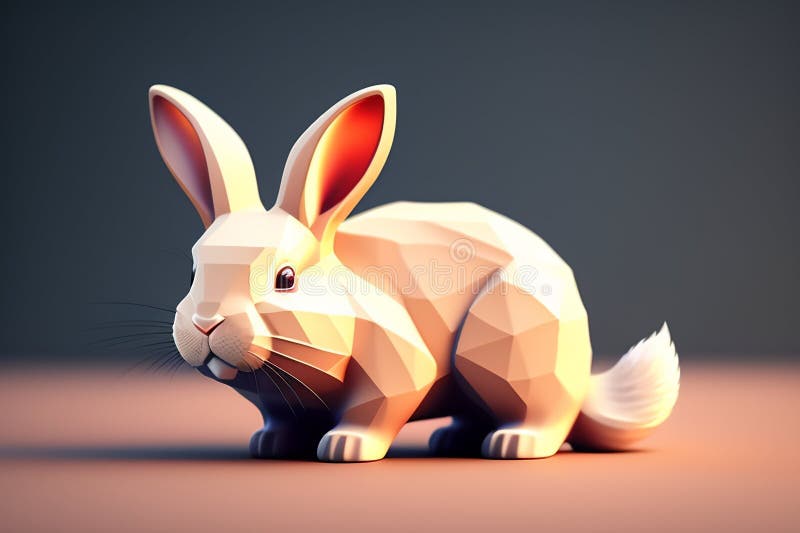 Low Poly Rabbit in Pastel Colors Stock Illustration - Illustration of ...