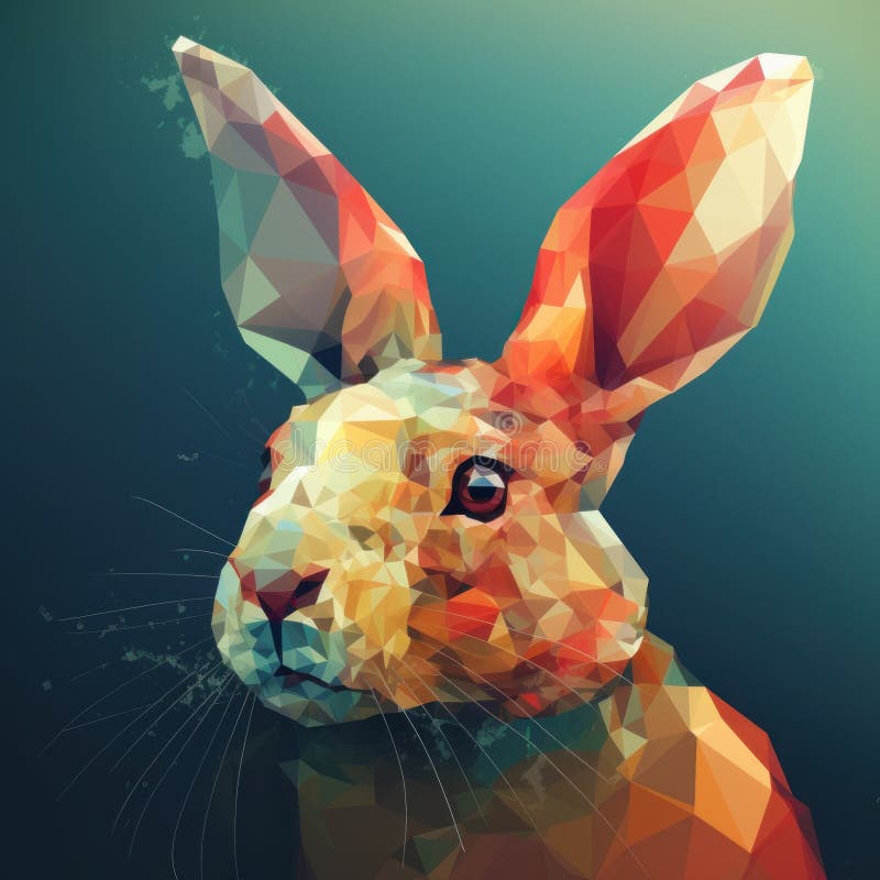 Low Poly Rabbit Portrait in Surreal Style Stock Illustration ...