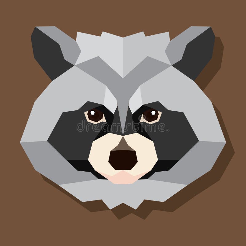Low Poly Raccoon Head Front. Vector Stock Vector - Illustration of ...