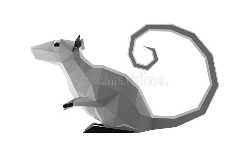 Low Poly Rat Model Isolated on White Background Stock Illustration ...
