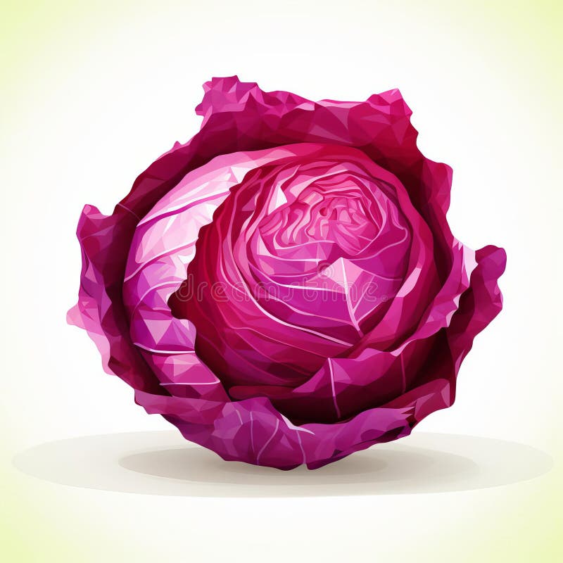 Low Poly Red Cabbage Isolated on White Background Stock Illustration ...
