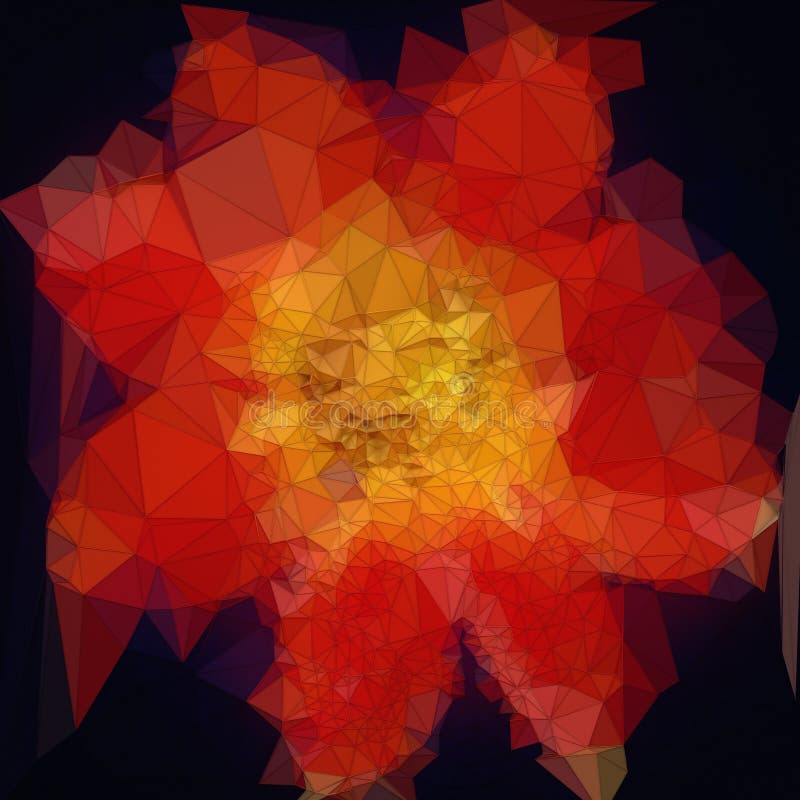 Low Poly Red Flower. Design Element Isolated on Dark Background. 3d ...