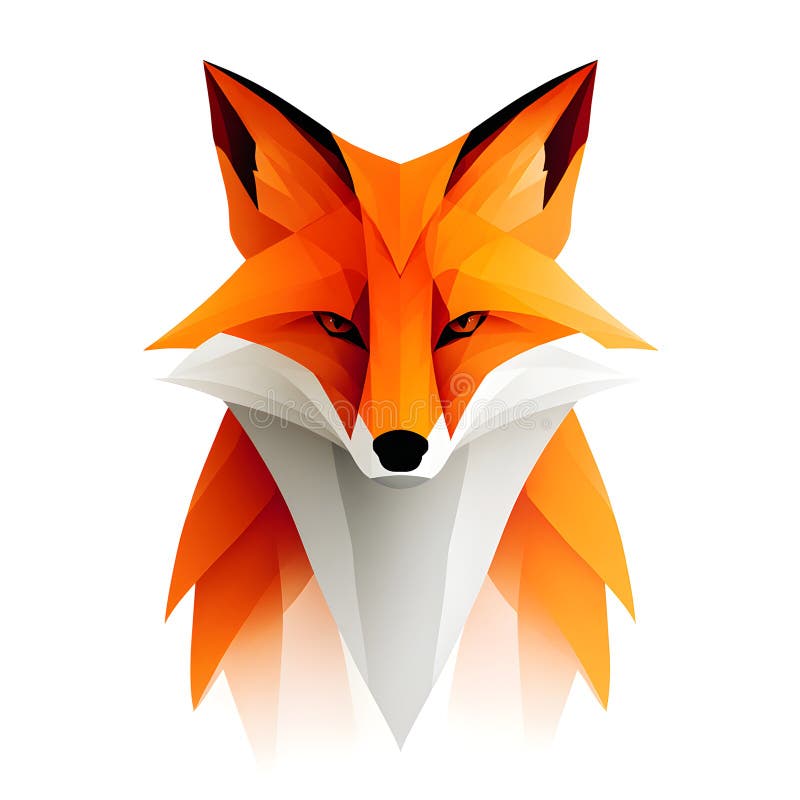 Low Poly Red Fox Rendering, Representing Digital Wildlife Graphic Design with Minimalist Styling ...