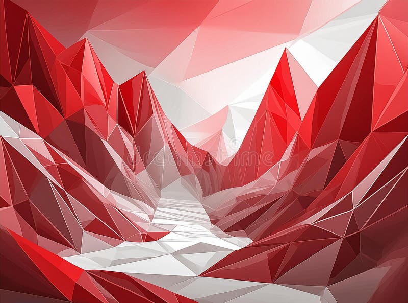Low Poly Red and White Background Stock Illustration - Illustration of technology, geometric ...