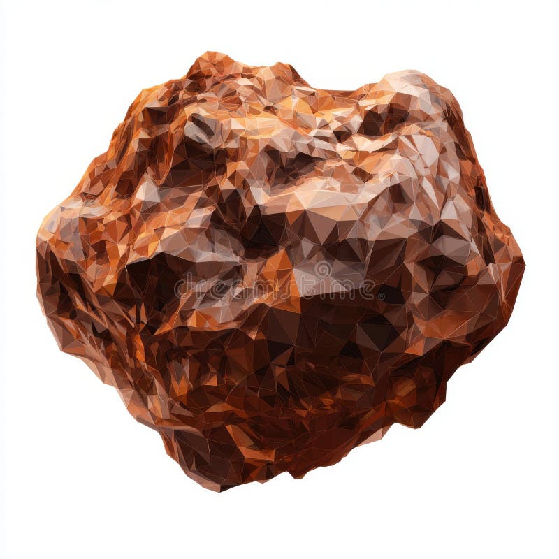 Low Poly Reddish Brown Asteroid on White Background Stock Illustration ...