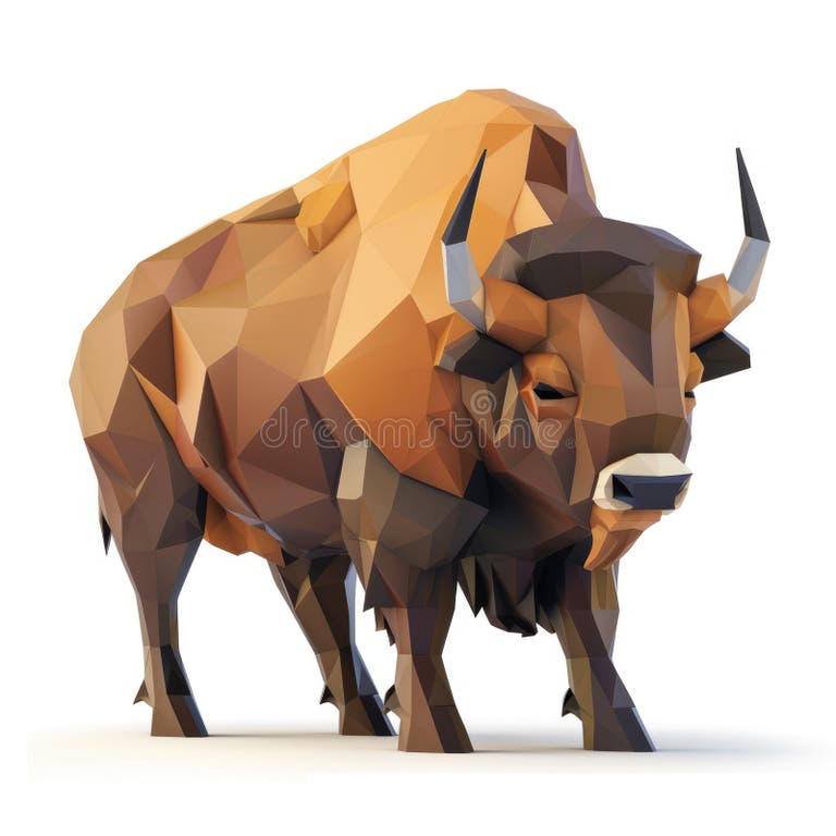 Low Poly Bison, Wild Animal, Geometric Design Stock Illustration ...