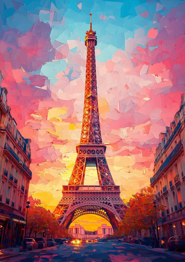 A Low-poly Rendition of the Eiffel Tower. Stock Illustration ...