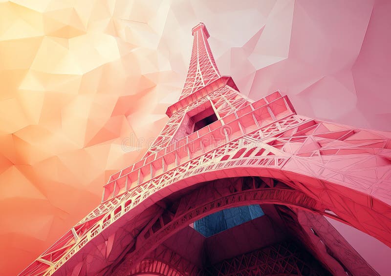 A Low-poly Rendition of the Eiffel Tower. Stock Illustration ...