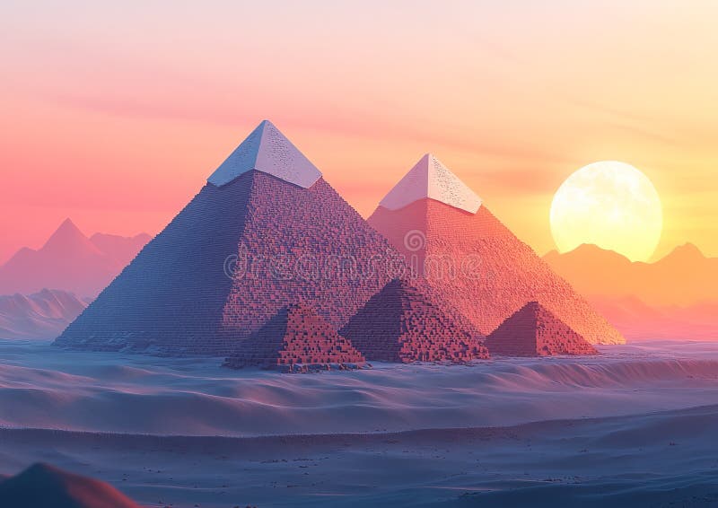 A Low-poly Rendition of the Pyramids of Giza Stock Illustration ...