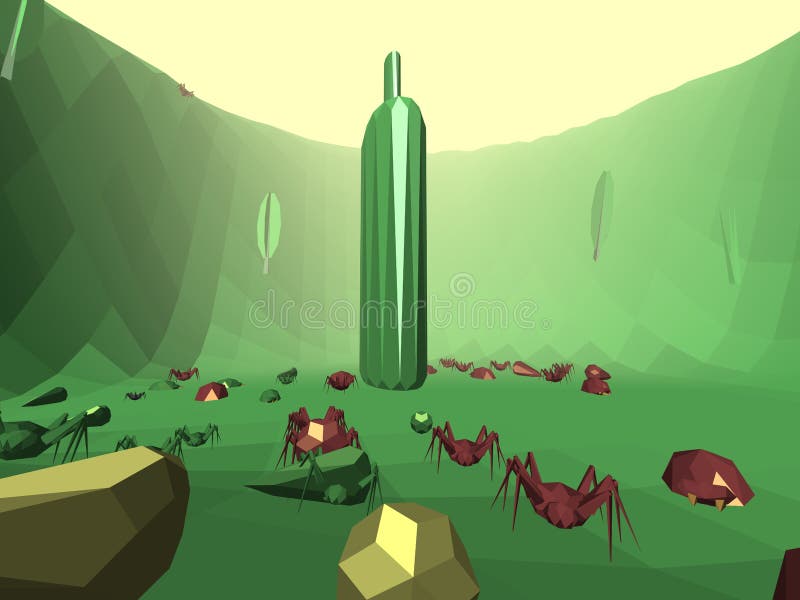 Low Poly Retro Style Bug World Stock Illustration - Illustration of ...