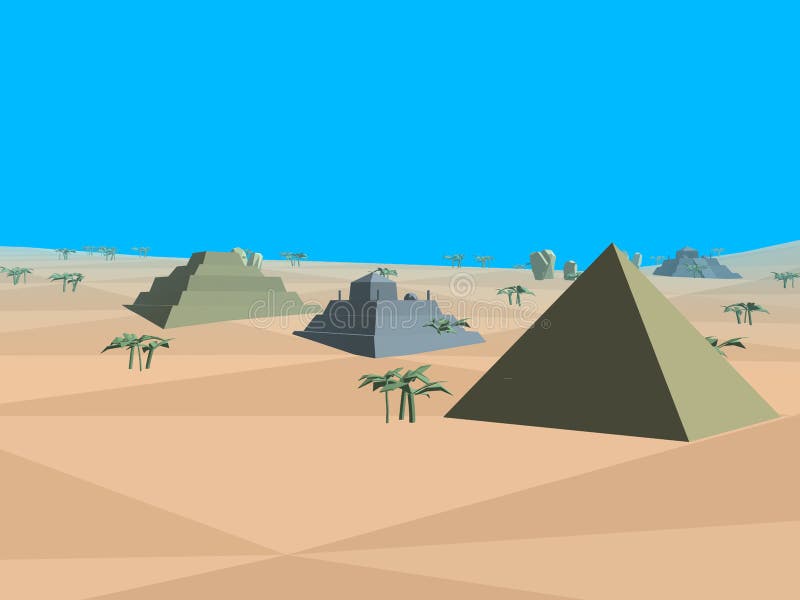 Low Poly Retro Style Desert Stock Illustration - Illustration of poly ...