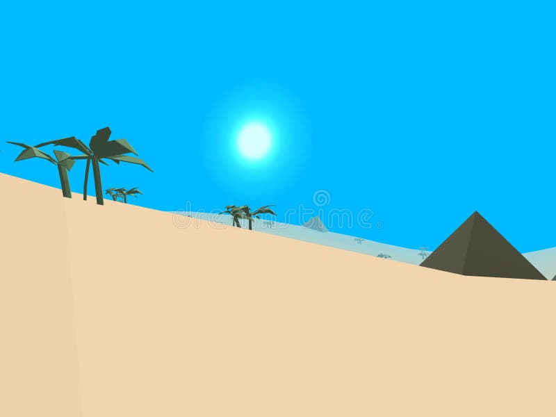 Low Poly Retro Style Desert Stock Illustration - Illustration of palms ...