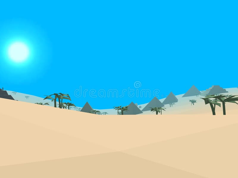 Low Poly Retro Style Desert Stock Illustration - Illustration of desert ...