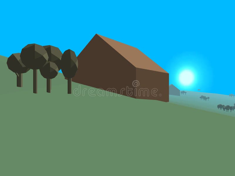 Low Poly Retro Style Landscape Stock Illustration - Illustration of ...