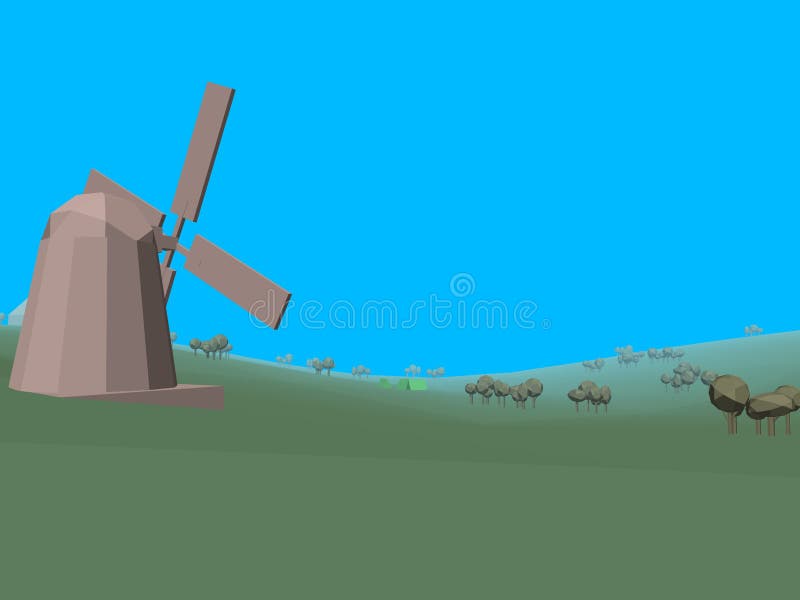 Low Poly Retro Style Landscape Stock Illustration - Illustration of ...