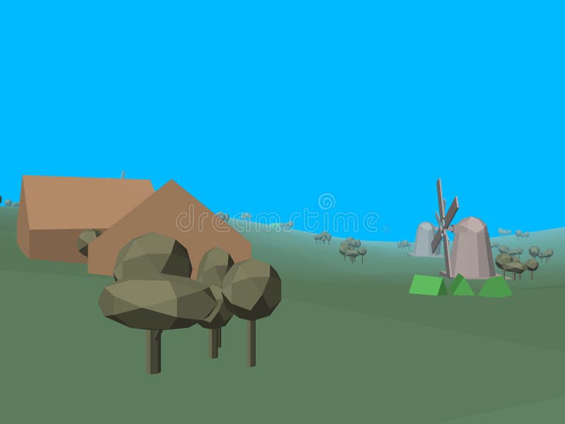 Low Poly Retro Style Landscape Stock Illustration - Illustration of ...