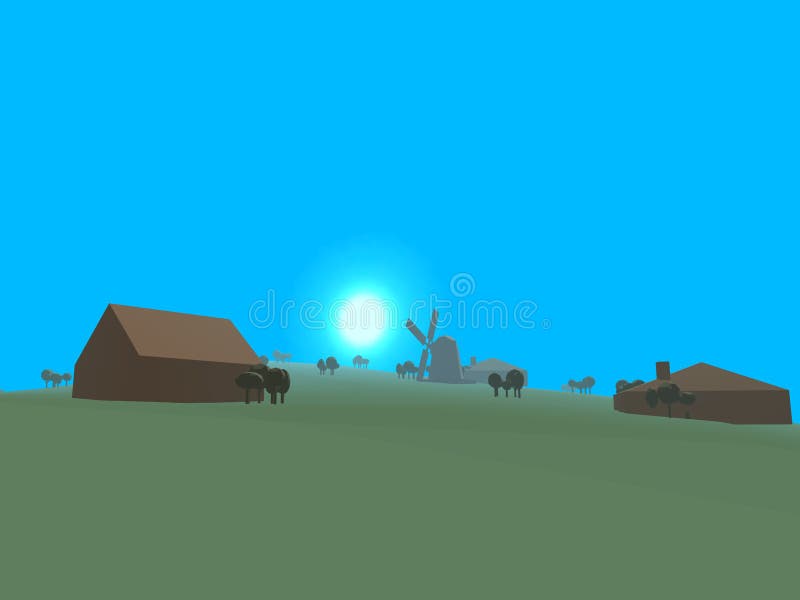 Low Poly Retro Style Landscape Stock Illustration - Illustration of ...