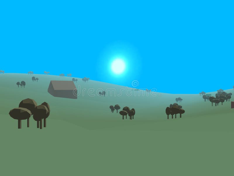 Low Poly Retro Style Landscape Stock Illustration - Illustration of ...