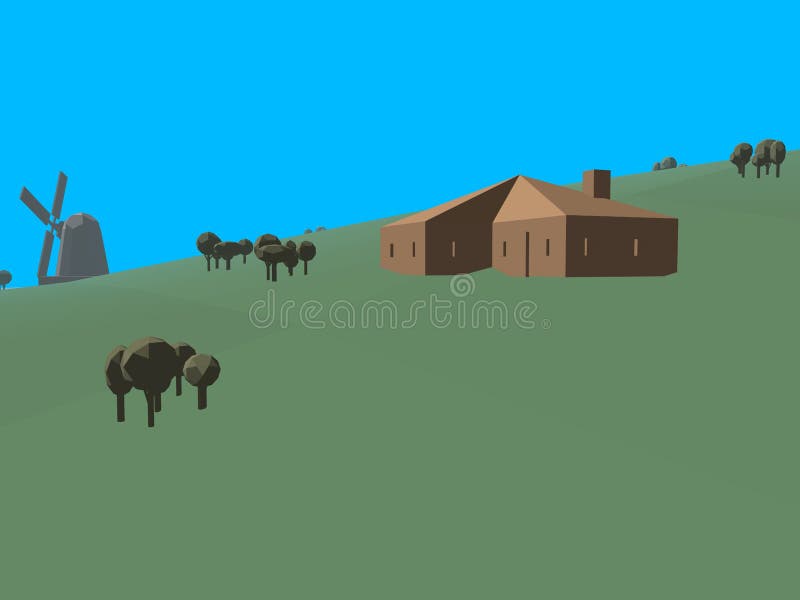 Low Poly Retro Style Landscape Stock Illustration - Illustration of ...