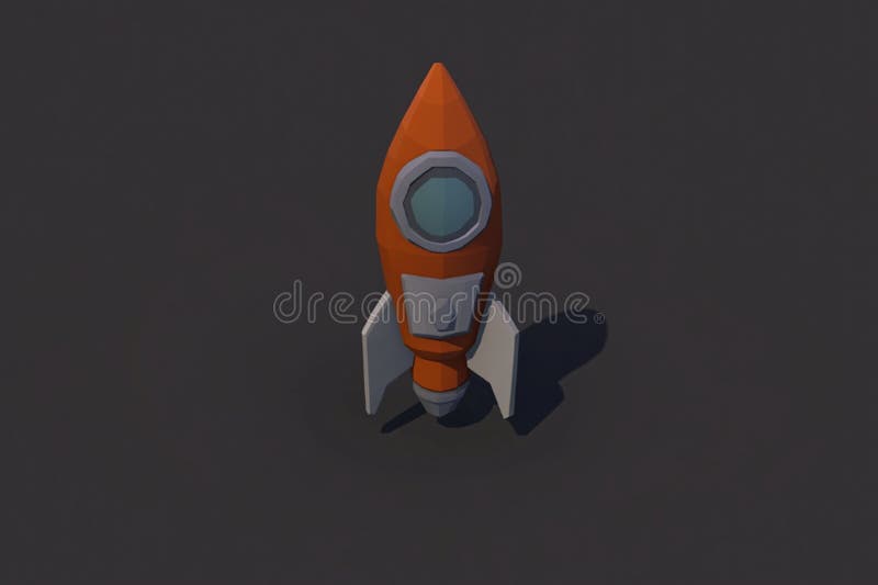 Low Poly Rocket Ship Design Orange White Modern Simple Startup 3d Sky ...