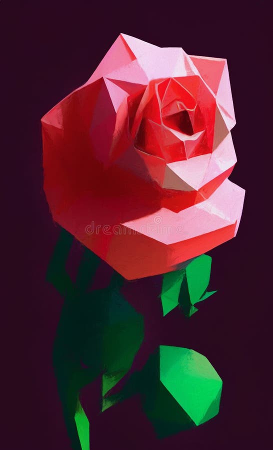 Low Poly Rose - Stylized Digital Art Stock Illustration - Illustration of look, flower: 259986084