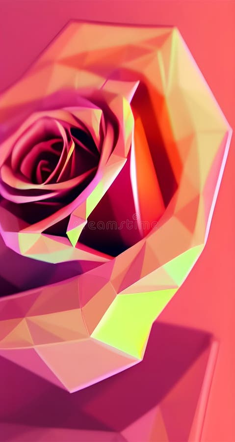 Low Poly Rose - Stylized Digital Art Stock Illustration - Illustration ...
