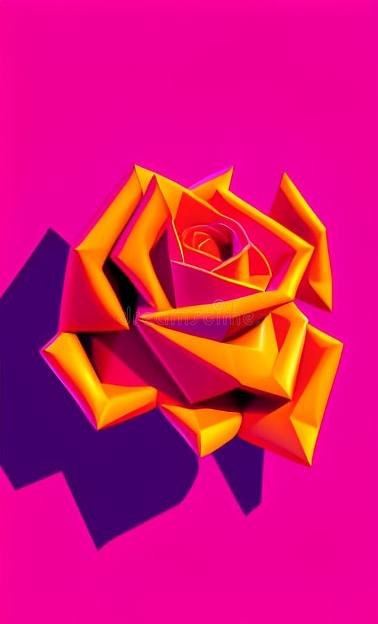 Low Poly Rose - Stylized Digital Art Stock Illustration - Illustration ...