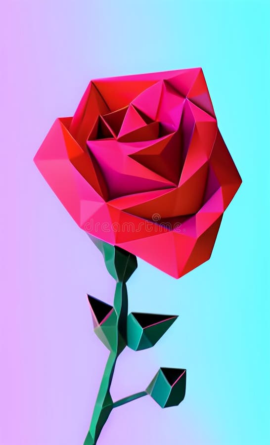 Low Poly Rose - Stylized Digital Art Stock Illustration - Illustration ...