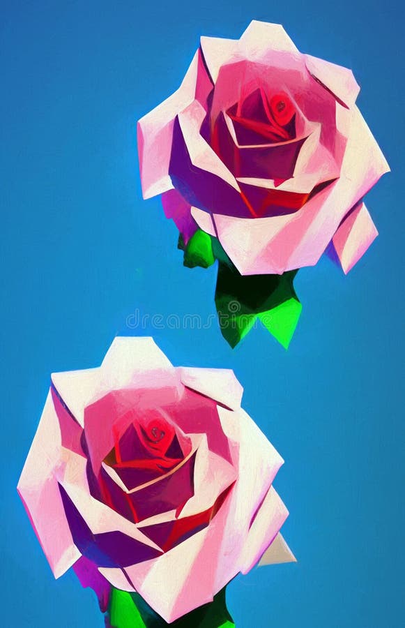 Low Poly Rose - Stylized Digital Art Stock Illustration - Illustration ...