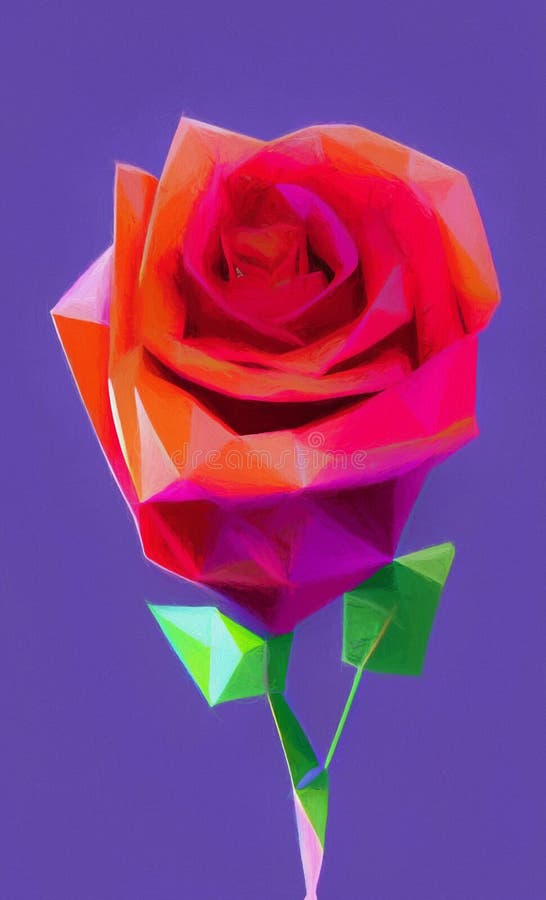 Low Poly Rose - Stylized Digital Art Stock Illustration - Illustration ...