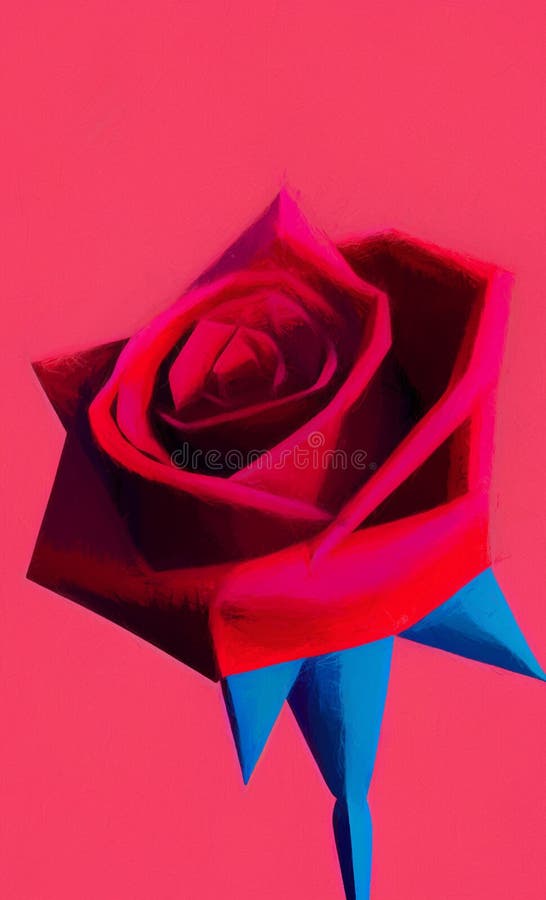 Low Poly Rose - Stylized Digital Art Stock Illustration - Illustration ...
