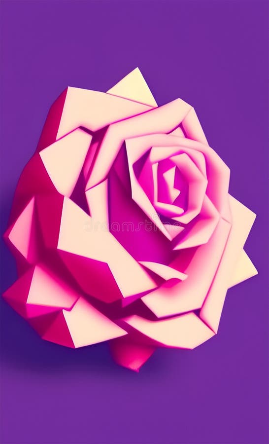 Low Poly Rose - Stylized Digital Art Stock Illustration - Illustration ...